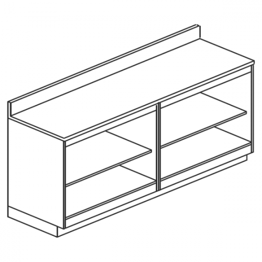 Stainless steel rear bar counter 200 cm
