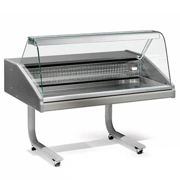 Fish serve over counter display fridge with curved glass, depth 98,5 cm