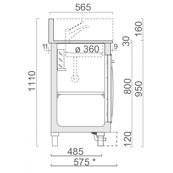 Refrigerated bar counter with 5 doors, coffee machine table top and ...