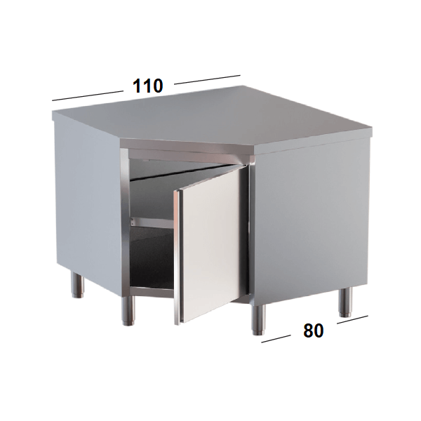 Stainless steel corner cabinet table